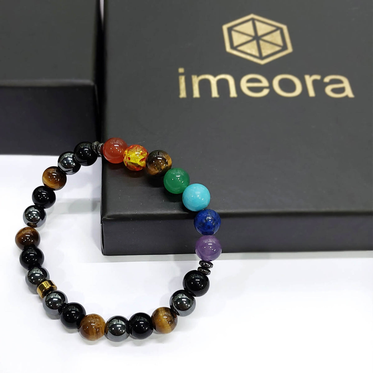 Certified 7 Chakra Triple Protection 8mm Natural Stone Bracelet– Imeora